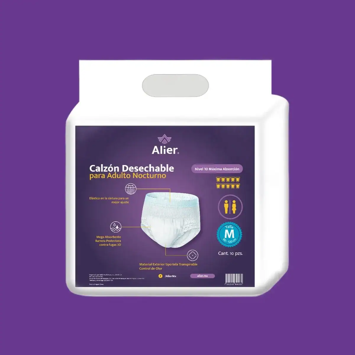 Calzón desechable para adulto - Máxima absorción - Alier®